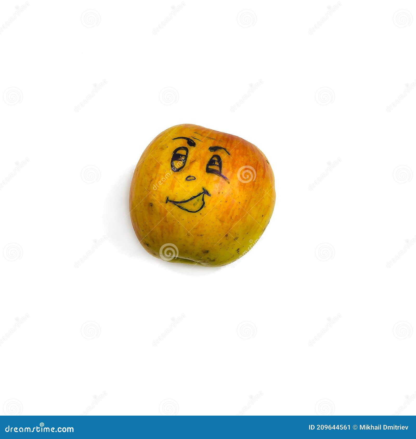 Jolly apple with a face stock image. Image of imagination - 209644561