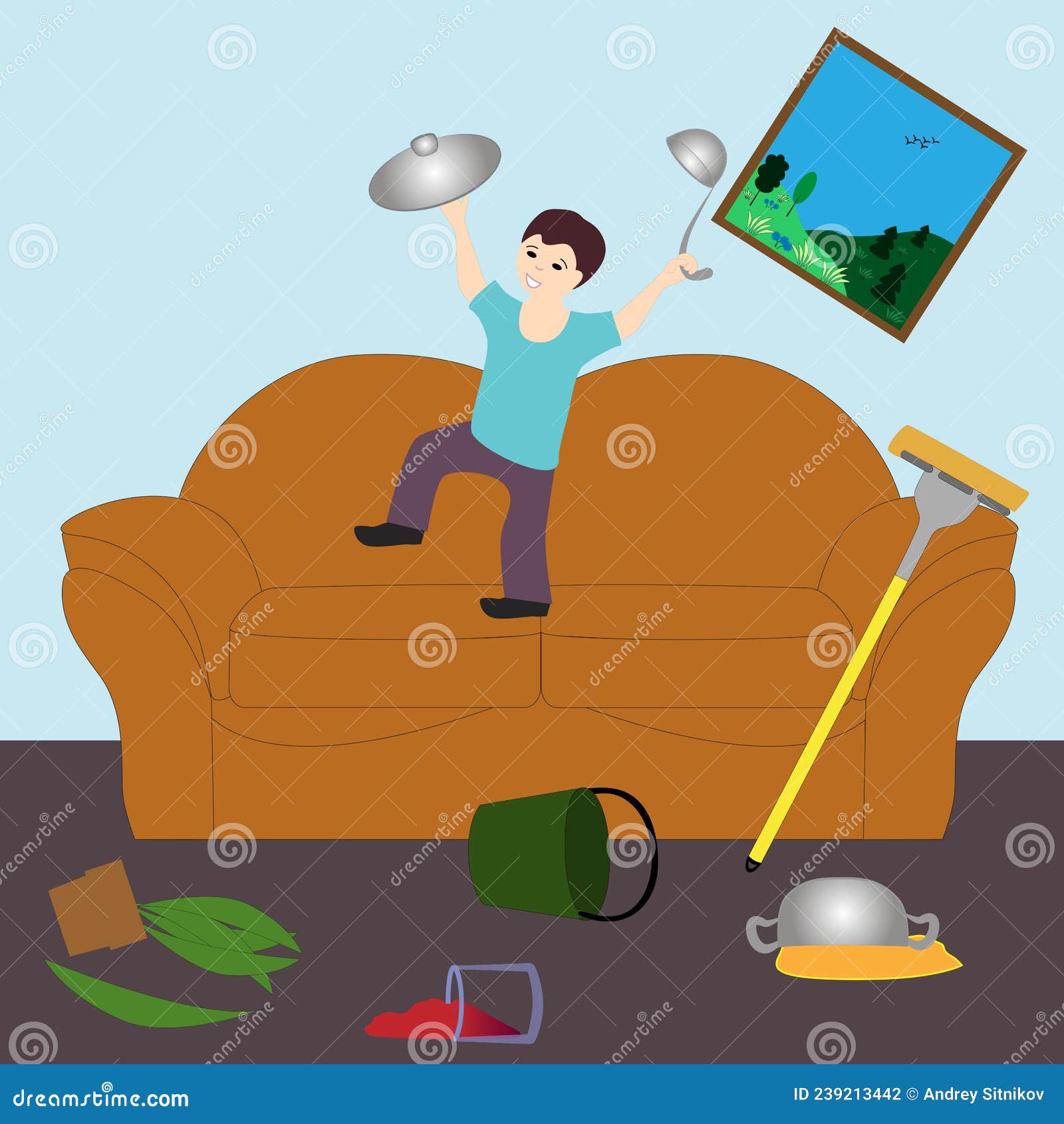 The Jolly Boy Made a Mess of Things Stock Vector - Illustration of ...