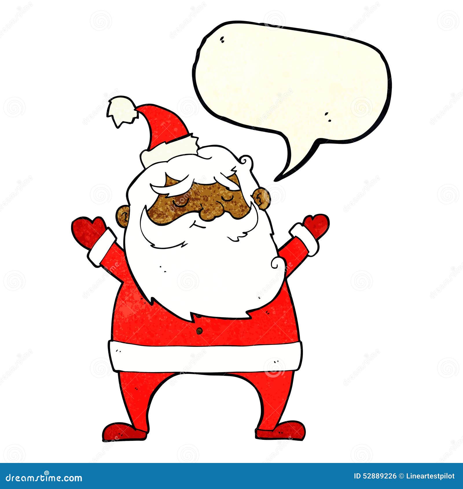 Jolly Santa Cartoon with Speech Bubble Stock Illustration ...