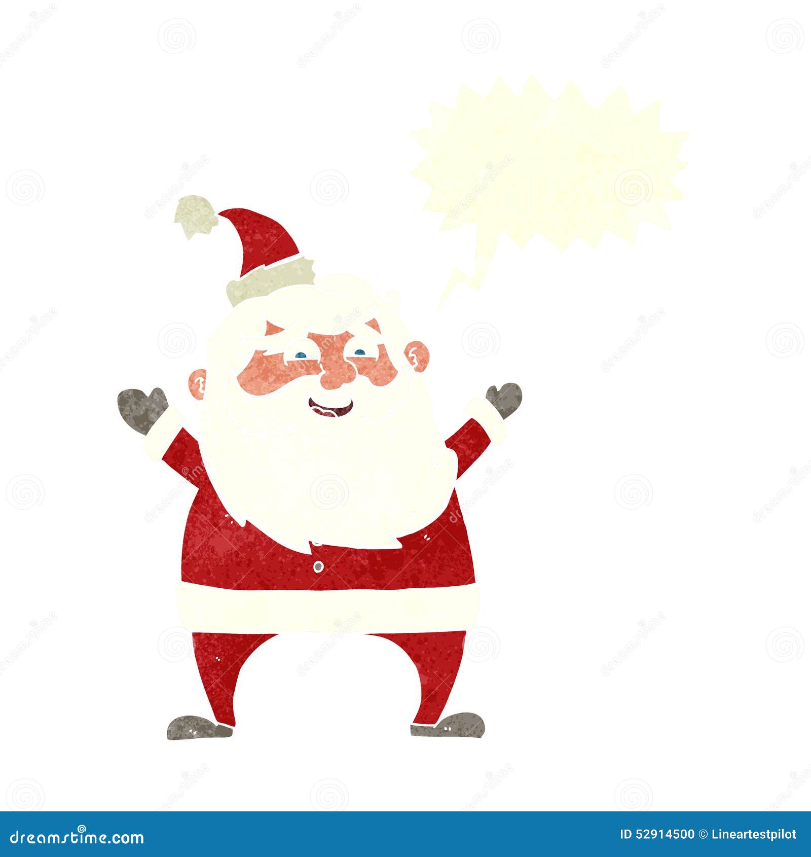 Jolly Santa Cartoon with Speech Bubble Stock Illustration ...