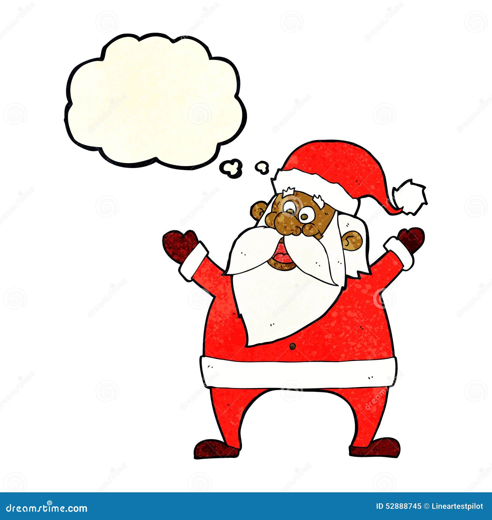 Jolly Santa Cartoon with Thought Bubble Stock Illustration ...