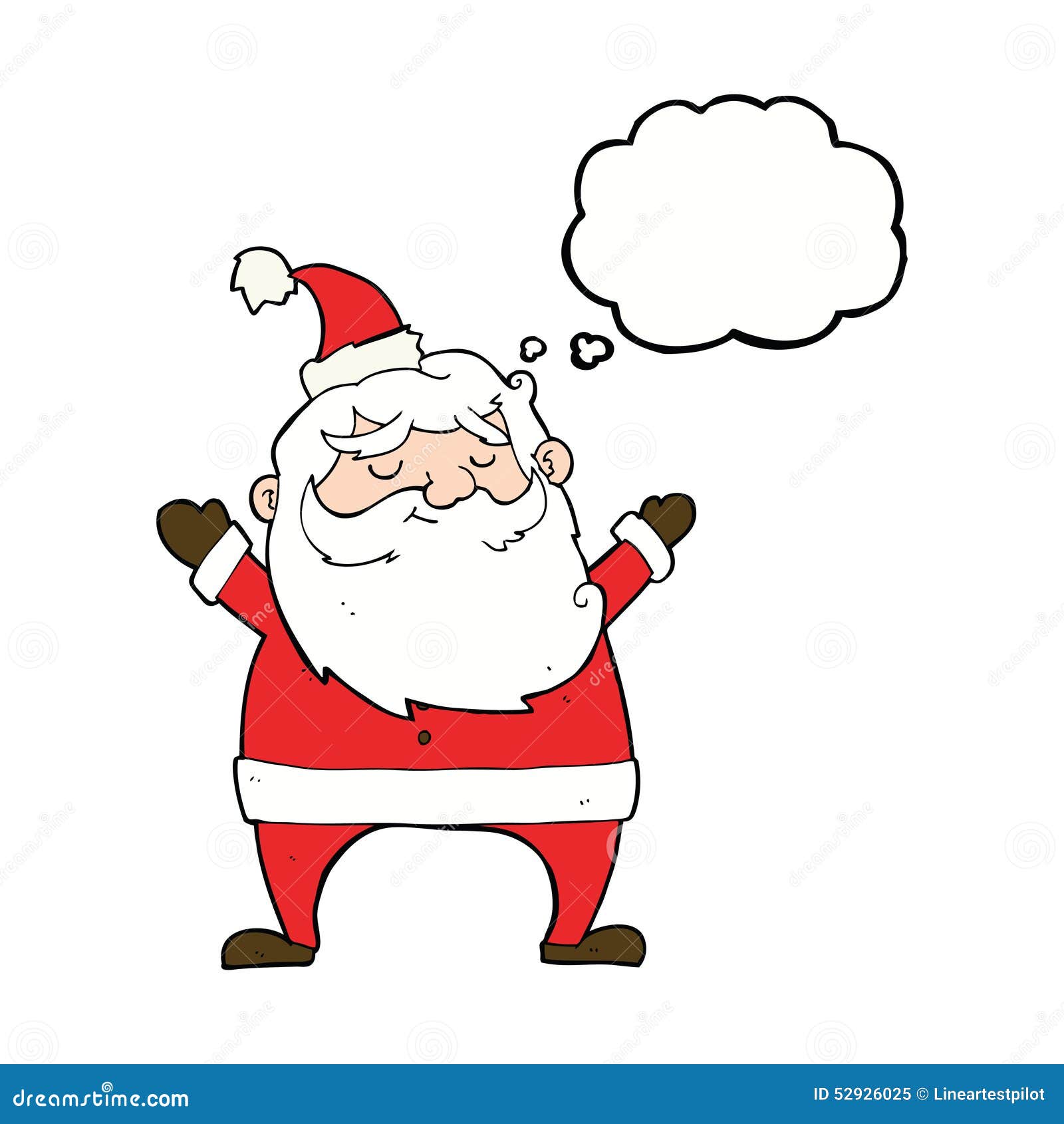 Jolly Santa Cartoon with Thought Bubble Stock Illustration ...