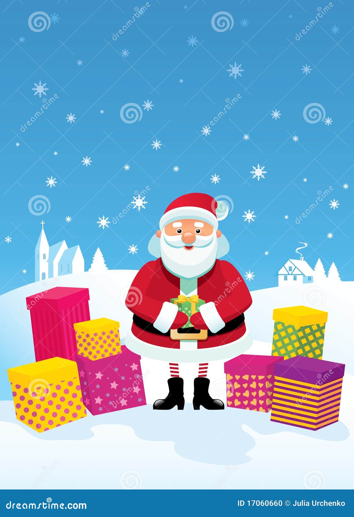 Jolly Santa Claus and Gifts Stock Vector - Illustration of celebration ...