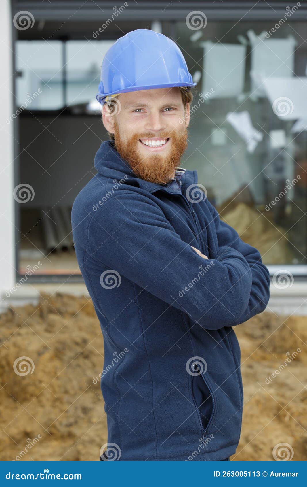 Jolly Smiling Constructor Folding Arms Stock Image - Image of cross ...