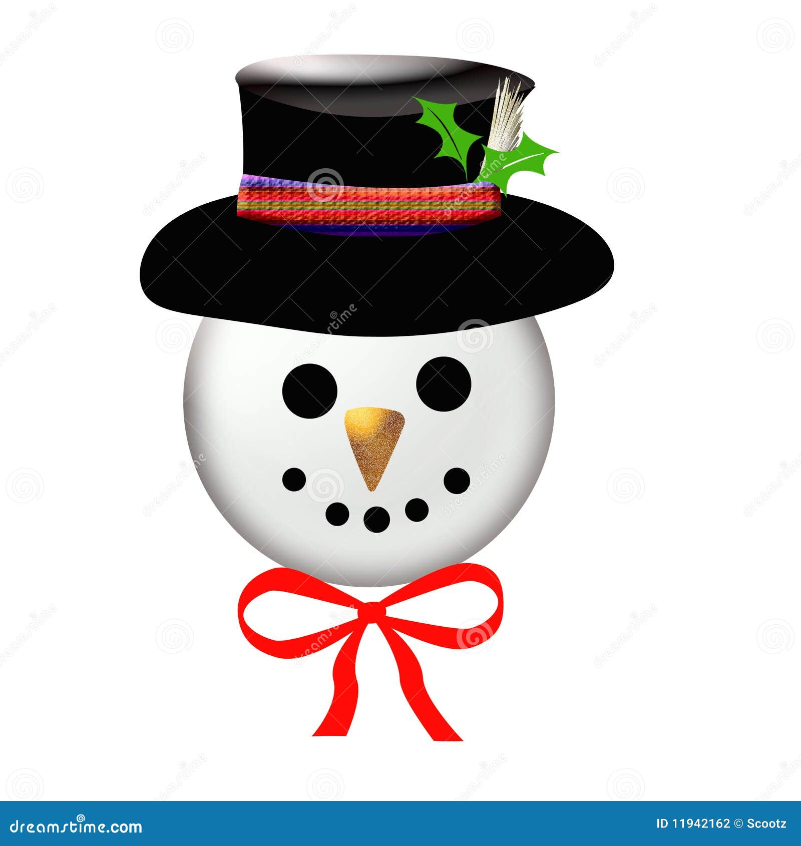 Snowman Face 3D. Realistic Snowman Head Isolated White Background ...