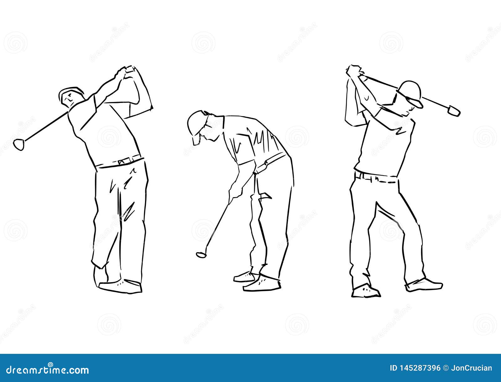 Set of Golf Players. Male Golfer in Different Poses. Stock Vector ...
