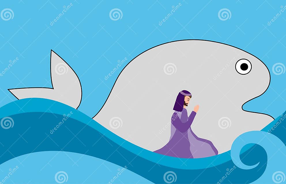 Jonah and fish stock vector. Illustration of danger, blue - 38390501