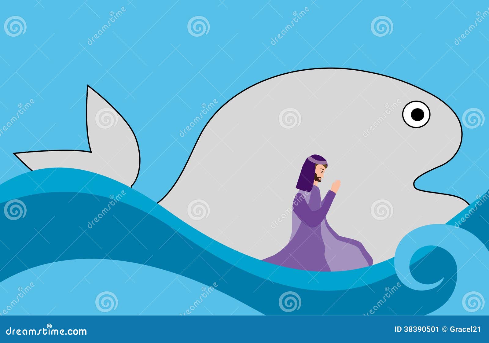 Jonas et poissons illustration de vecteur. Illustration du créativité ...