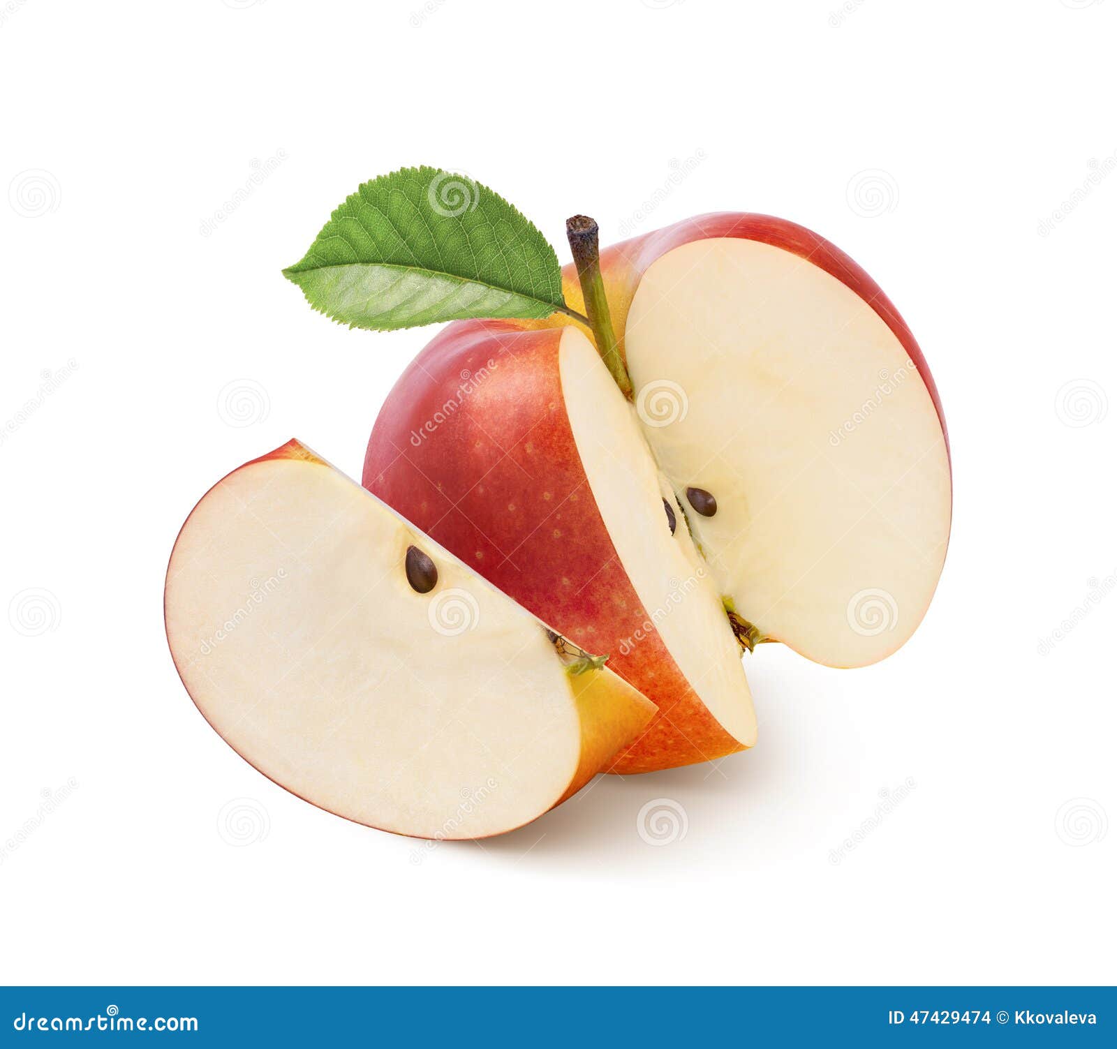 Jonathan Red Apple Cut Isolated On White Stock Photo - Image of green ...