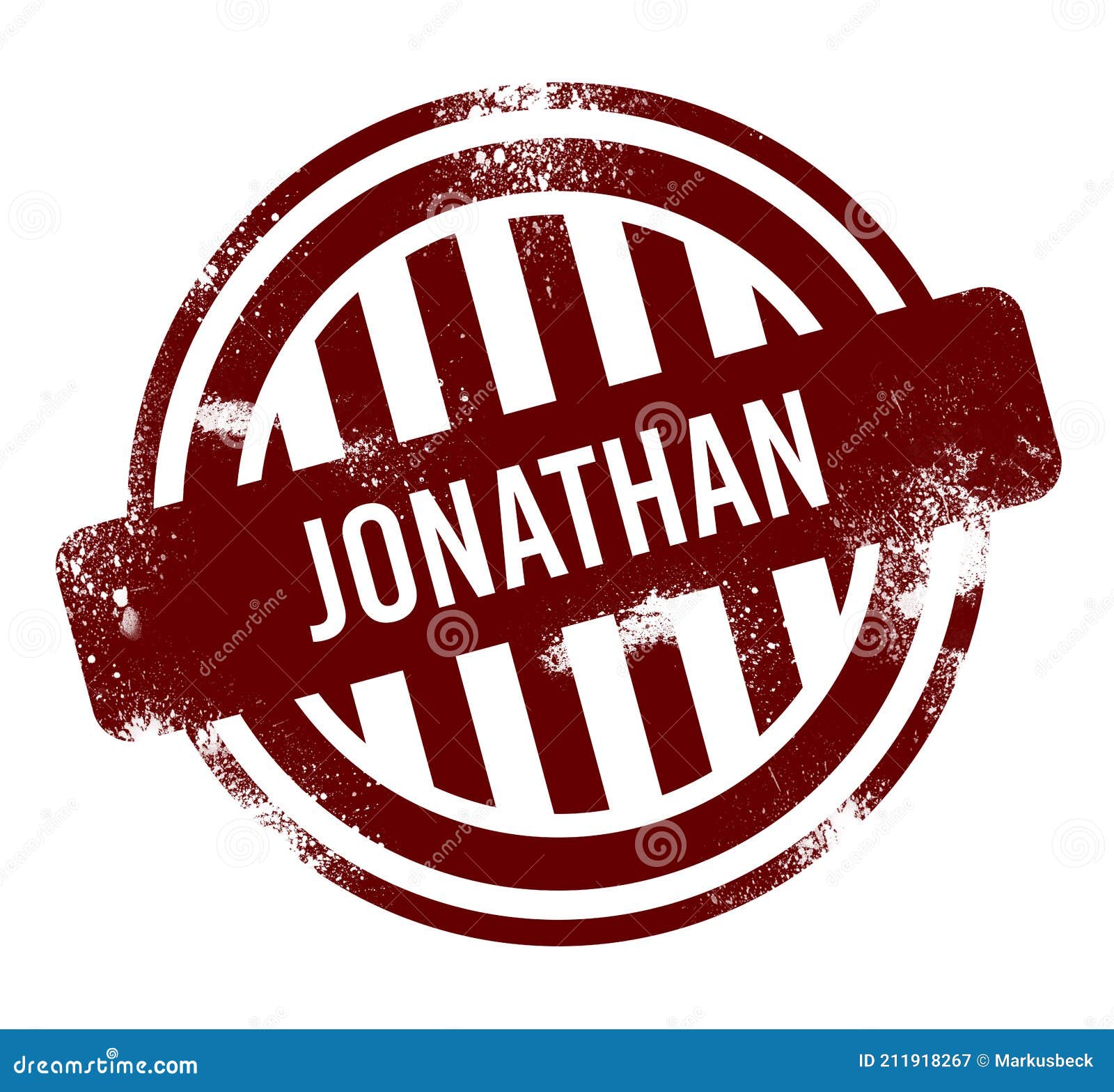 Jonathan - Red Round Grunge Button, Stamp Stock Illustration ...