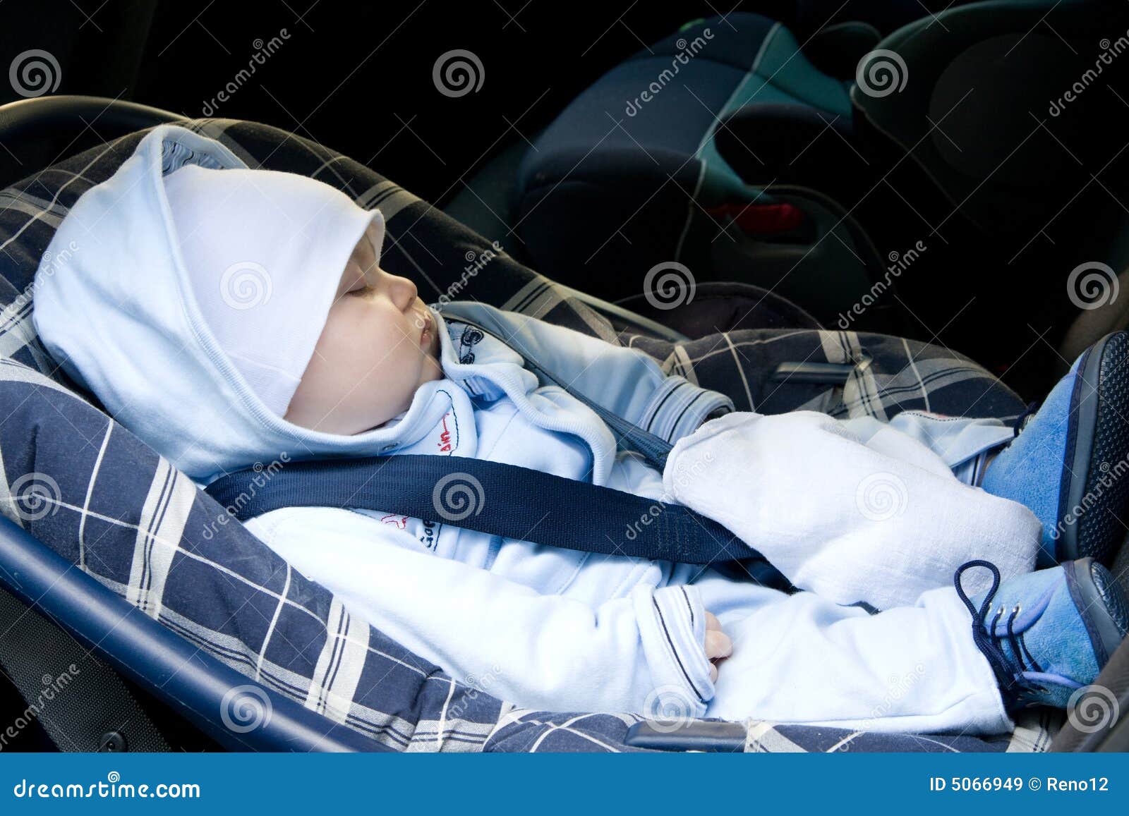 Jong Geitje in Een Zetel Van De Veiligheidsauto Stock Afbeelding ...