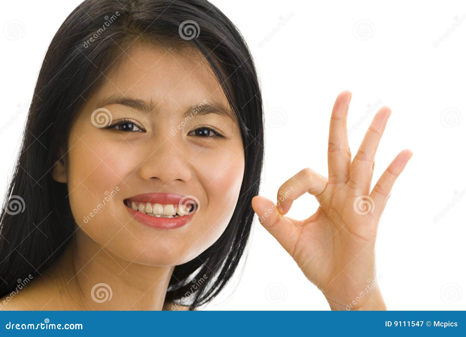 Jonge Aziaat Met O.k. Handteken Stock Afbeelding - Image of mededeling ...