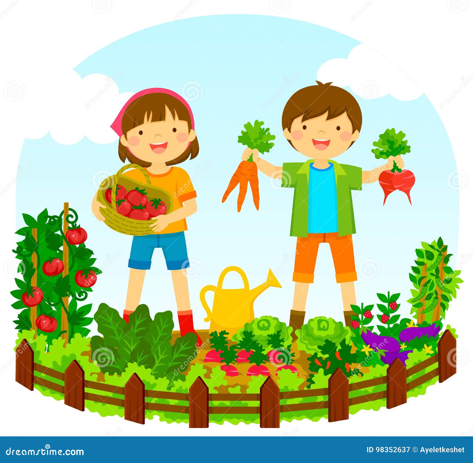 Jonge Geitjes in Een Moestuin Vector Illustratie - Illustration of ...