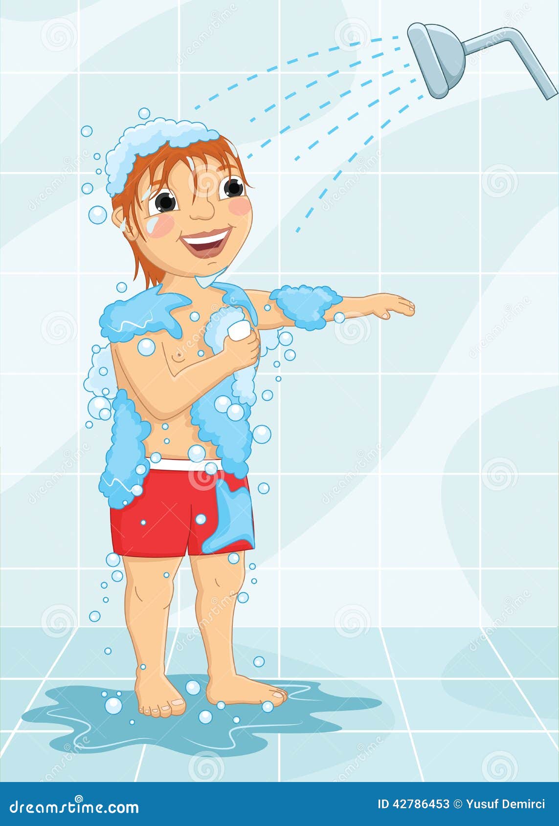 Jonge Jongen Die Douche Vectorillustratie Hebben Vector Illustratie ...