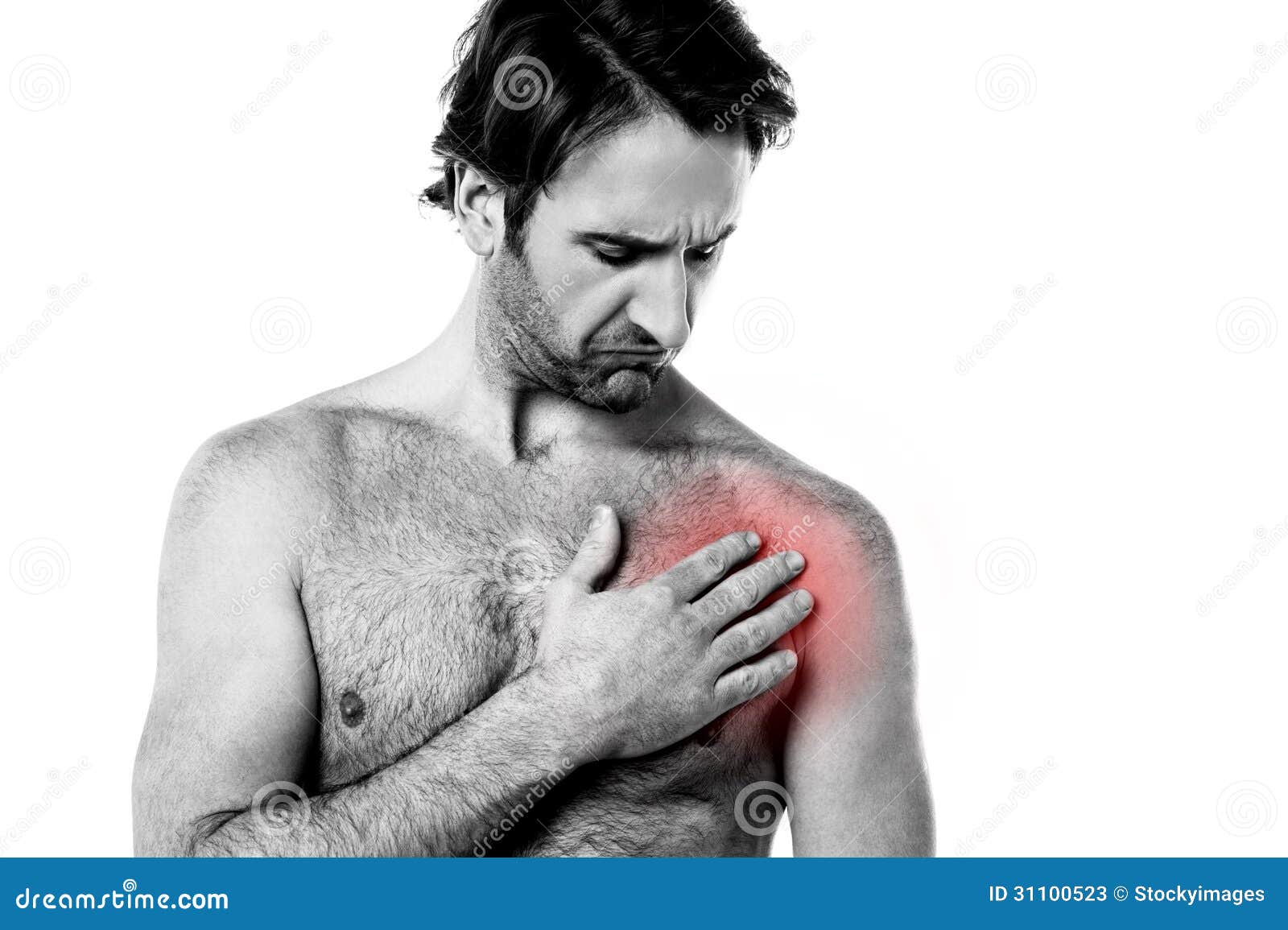 Jonge Mens Die Borstpijn Hebben Stock Afbeelding - Image of pijnlijk ...