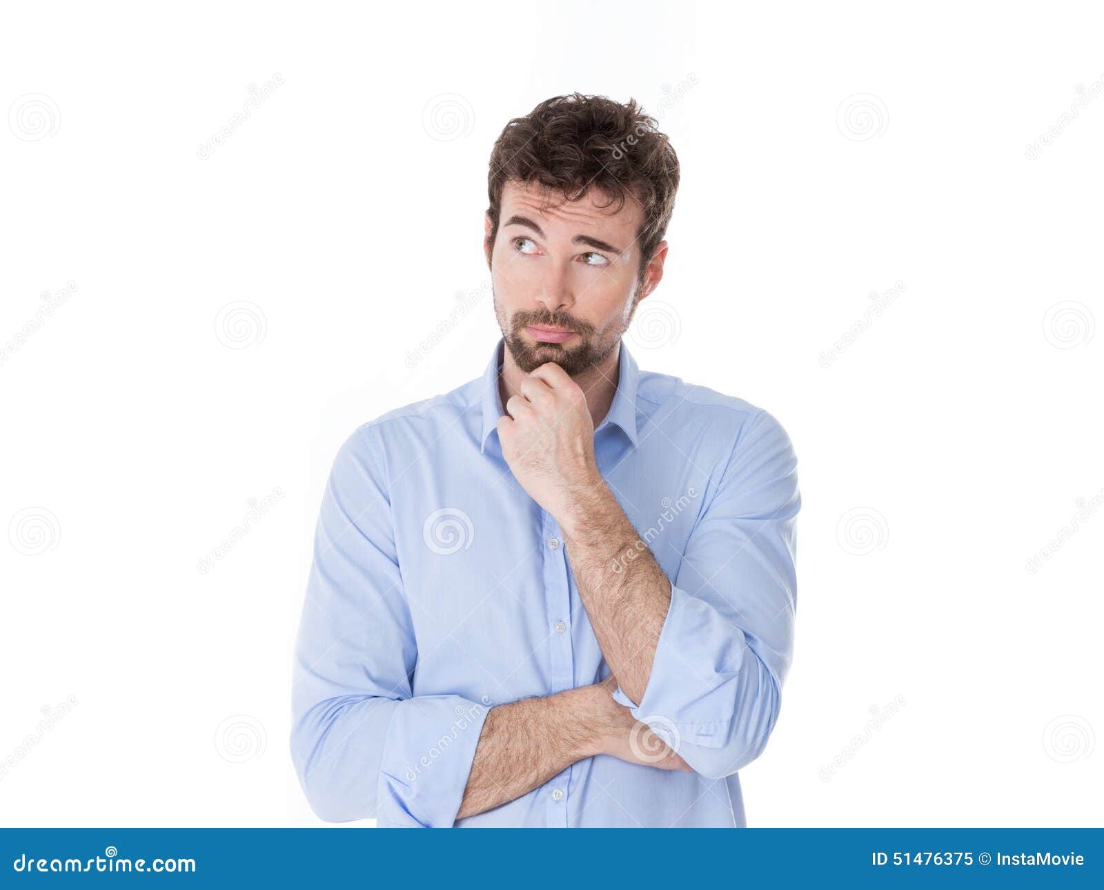 Jonge Mens Met Hand Bij Kin Het Denken Stock Afbeelding - Image of ...