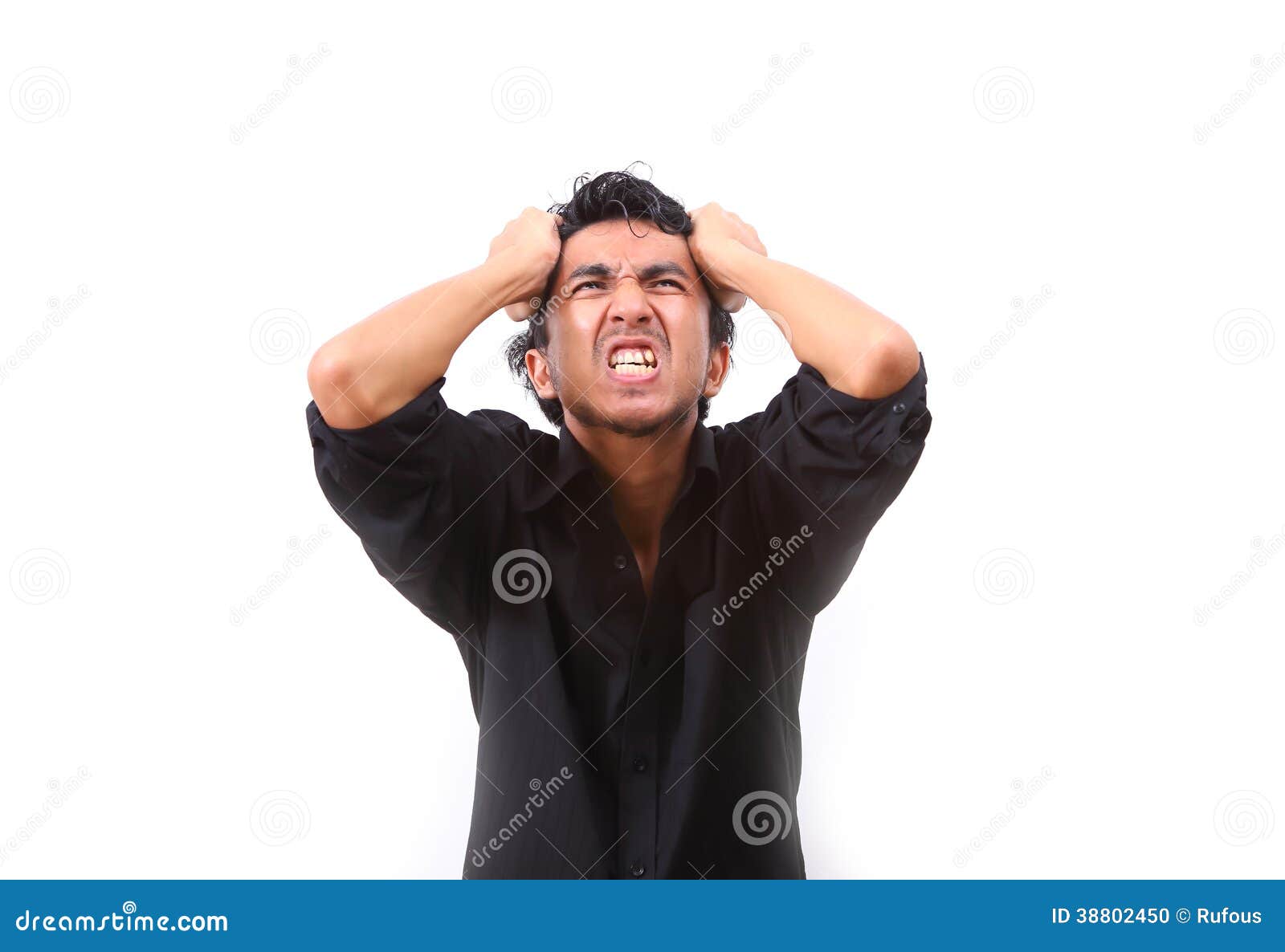 Jonge Mens Woedend Over Witte Achtergrond Stock Foto - Image of ...