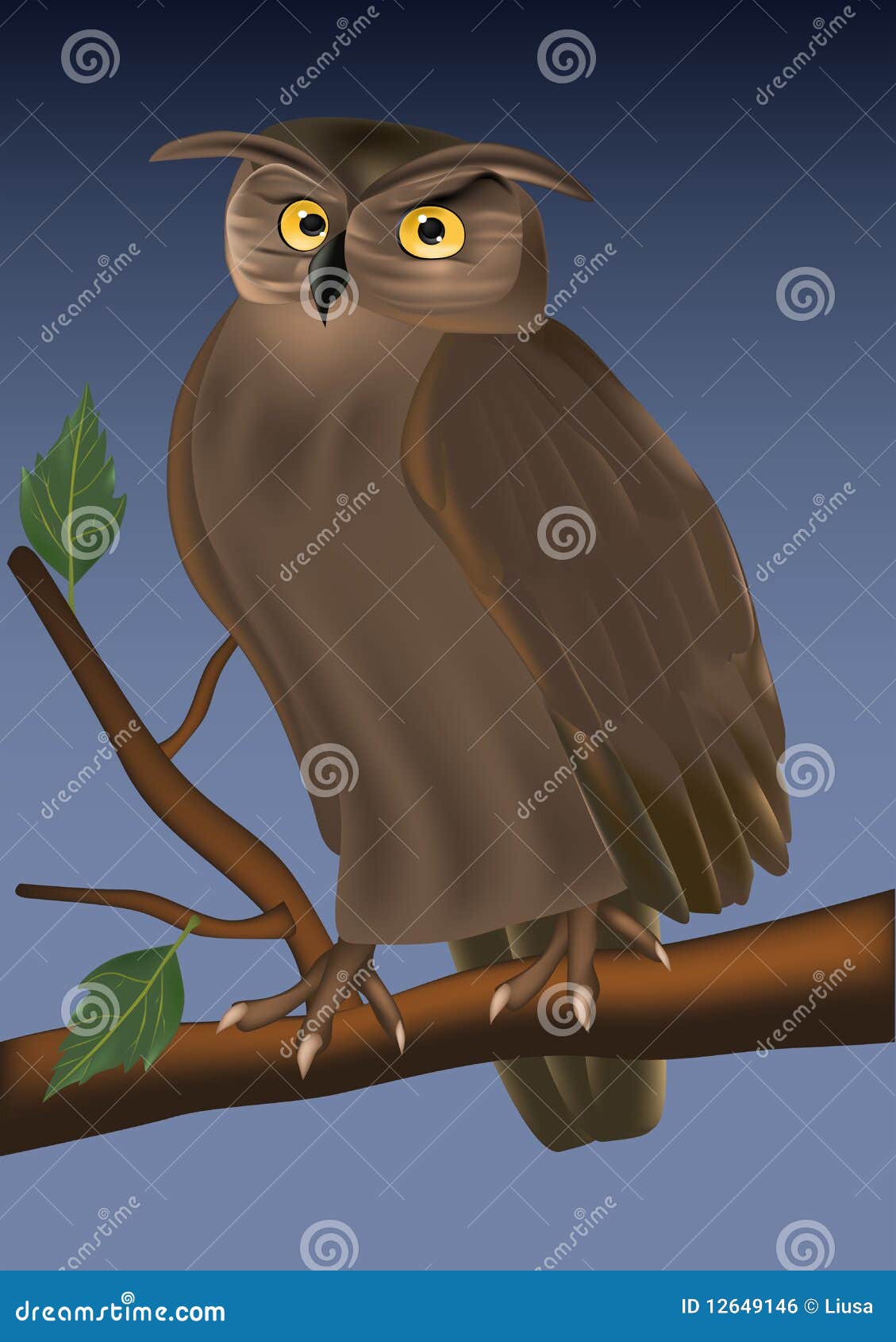 Jonge uil op een boom vector illustratie. Illustration of concepten ...