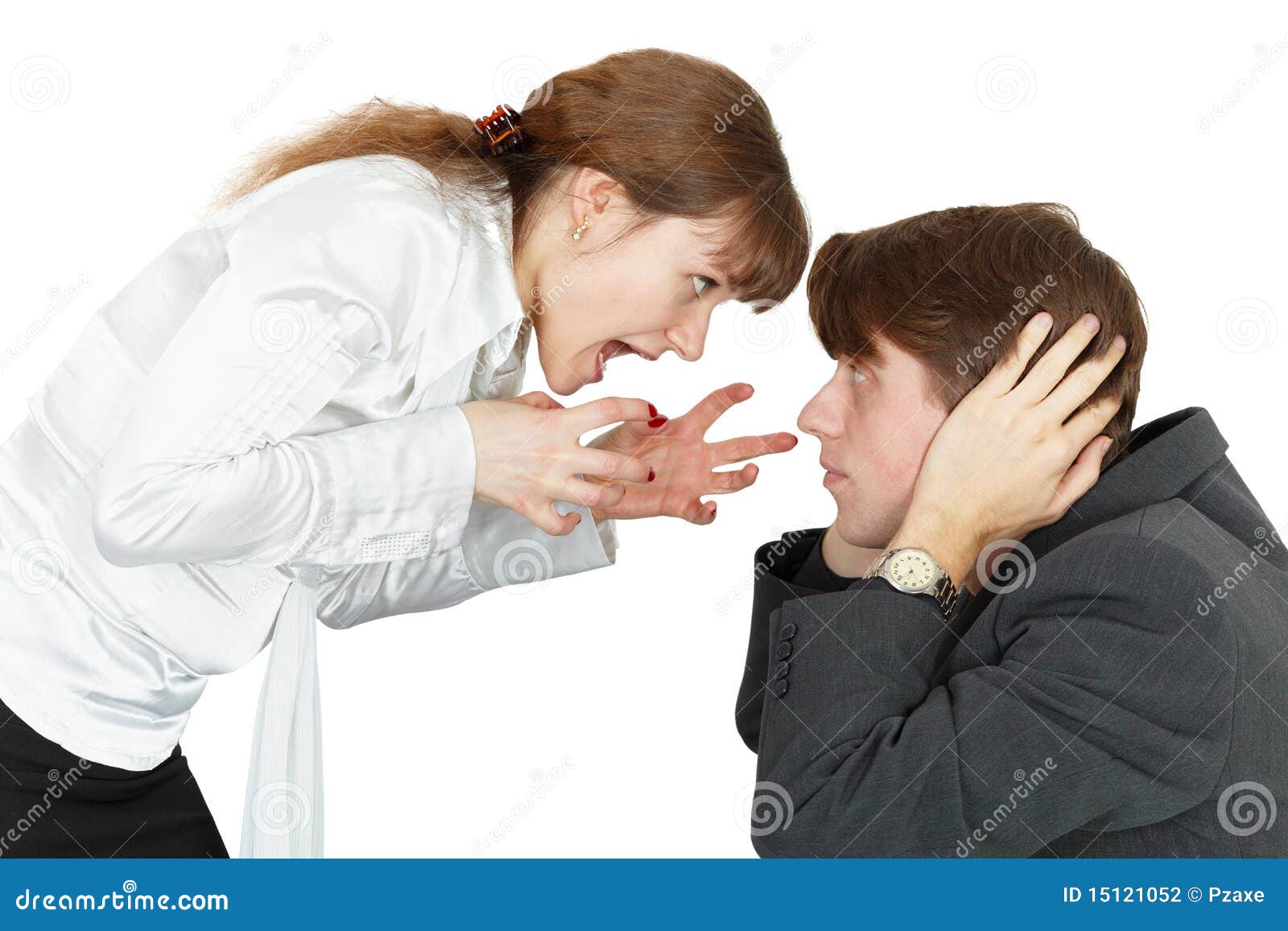 Jonge Vrouw Die Bij Een Man Schreeuwt Stock Foto - Image of mens ...