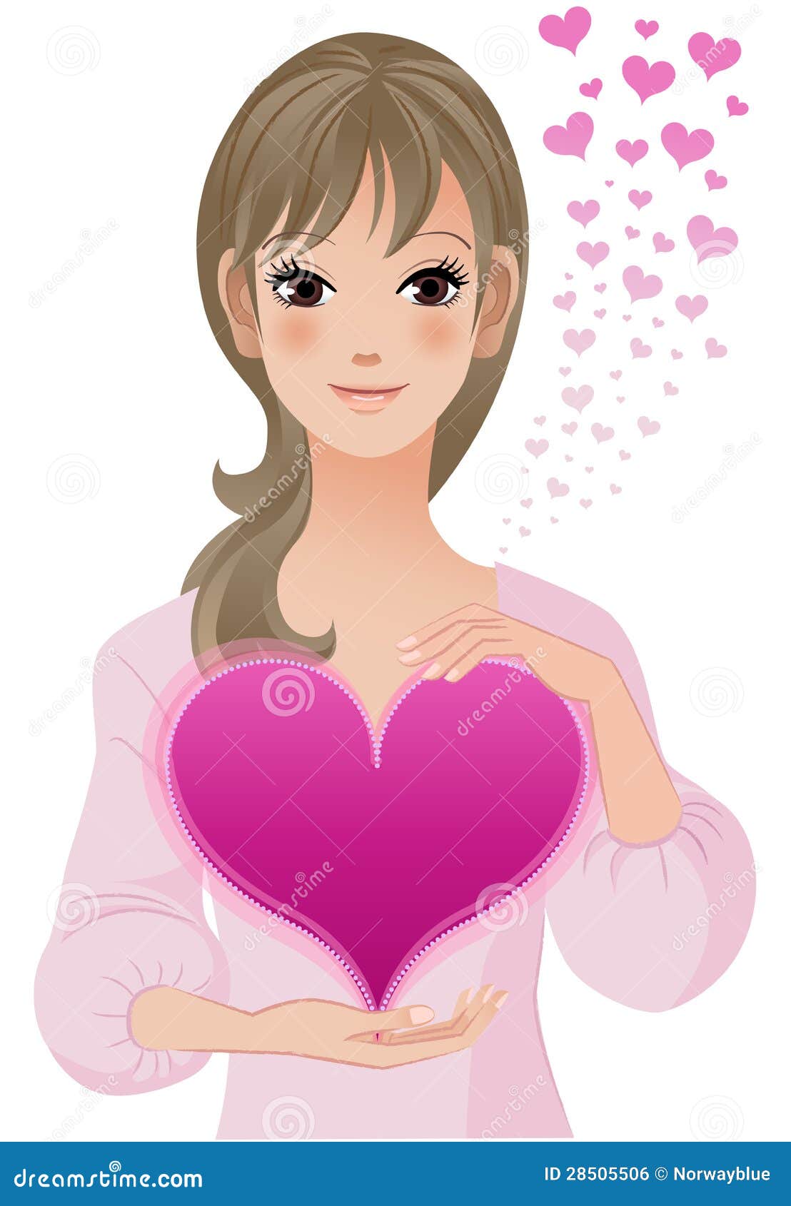 Jonge Vrouw Die Groot Hart Houden Stock Illustratie - Illustration of ...