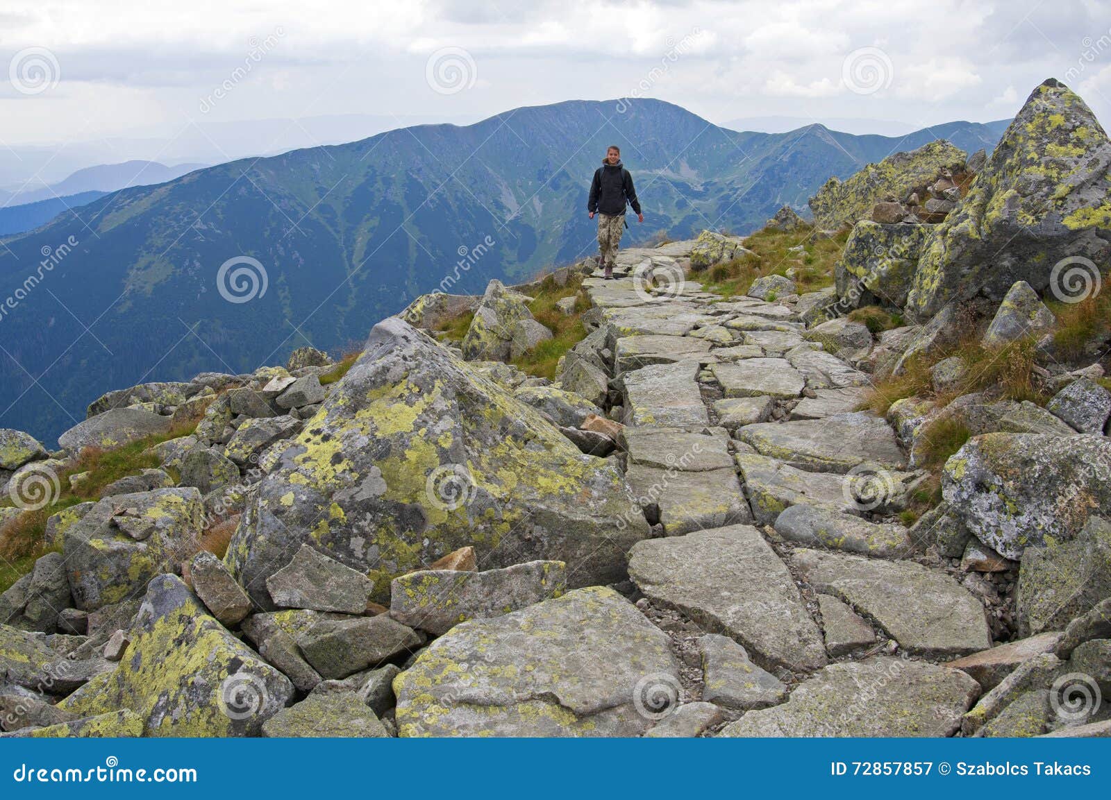Jonge Vrouw Die Op Rotssleep Lopen Stock Afbeelding - Image of partijen ...
