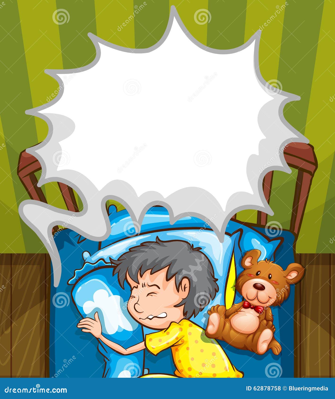Jongen in Bed Die Nachtmerrie Hebben Vector Illustratie - Illustration ...