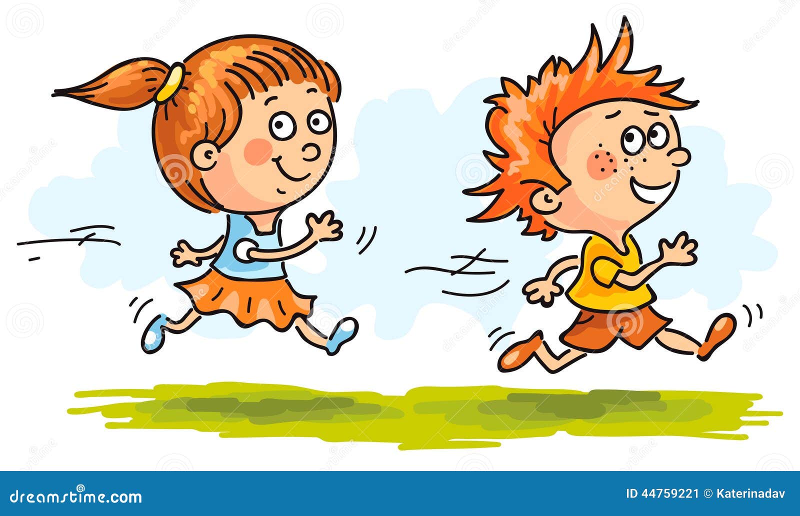 Jongen En Meisje Die Snel Lopen Vector Illustratie - Illustration of ...