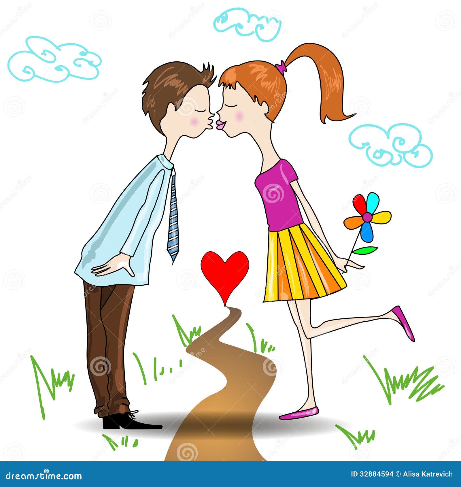 Jongen En Meisjes Het Kussen Vector Illustratie - Illustration of roze ...