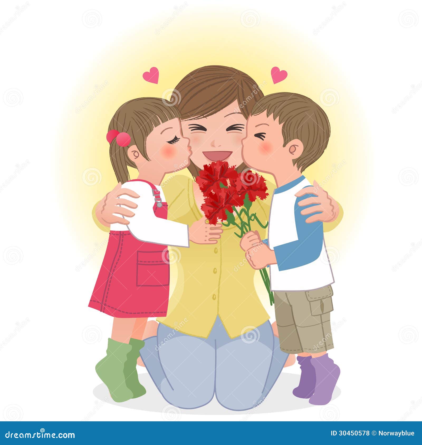 Jongen En Meisjes Kussend Mamma Vector Illustratie - Illustration of ...