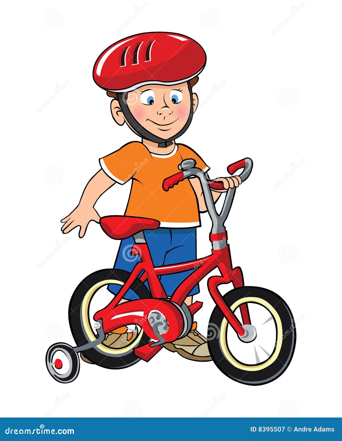 Jongen en zijn fiets vector illustratie. Illustration of kind - 8395507