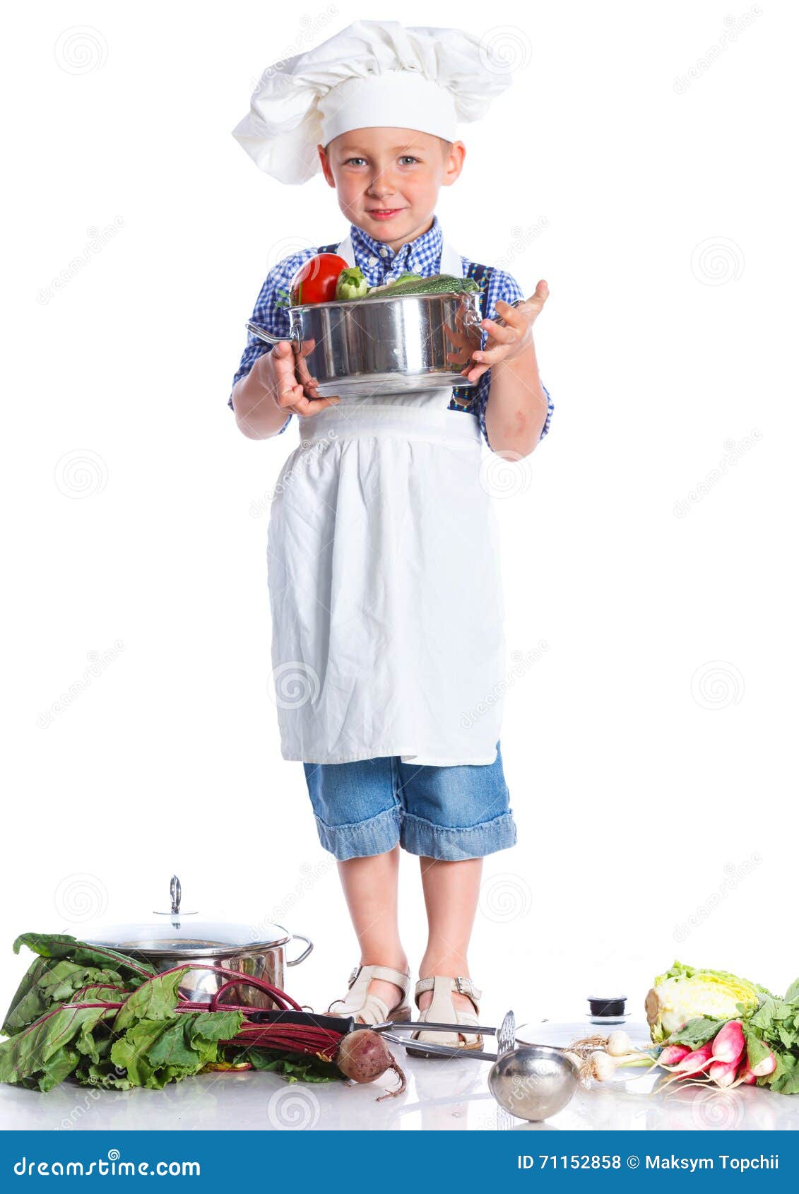 Jongen Kitchener in De Hoed Van De Chef-kok Stock Foto - Image of baby ...