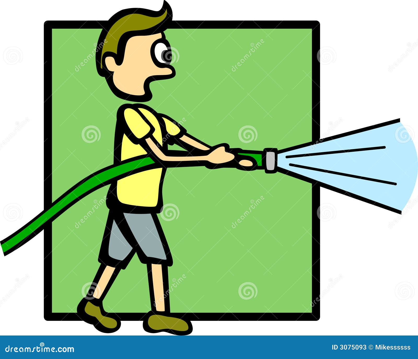 Jongen met een waterslang vector illustratie. Illustration of jongen ...