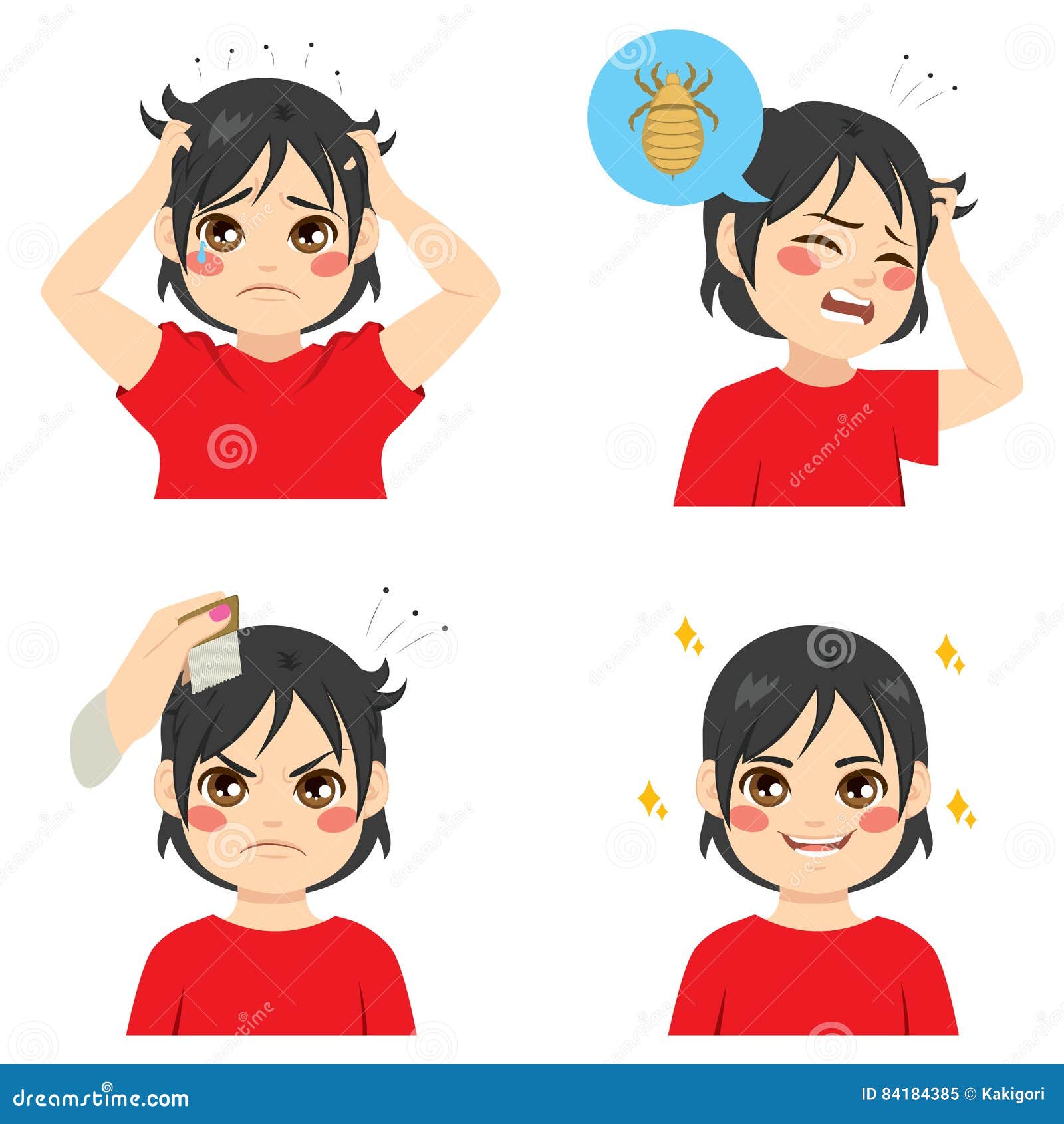 Jongen met luizen vector illustratie. Illustration of kind - 84184385