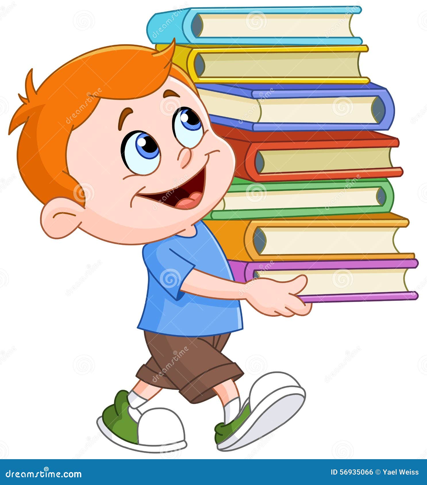 Jongens dragende boeken vector illustratie. Illustration of dekking ...