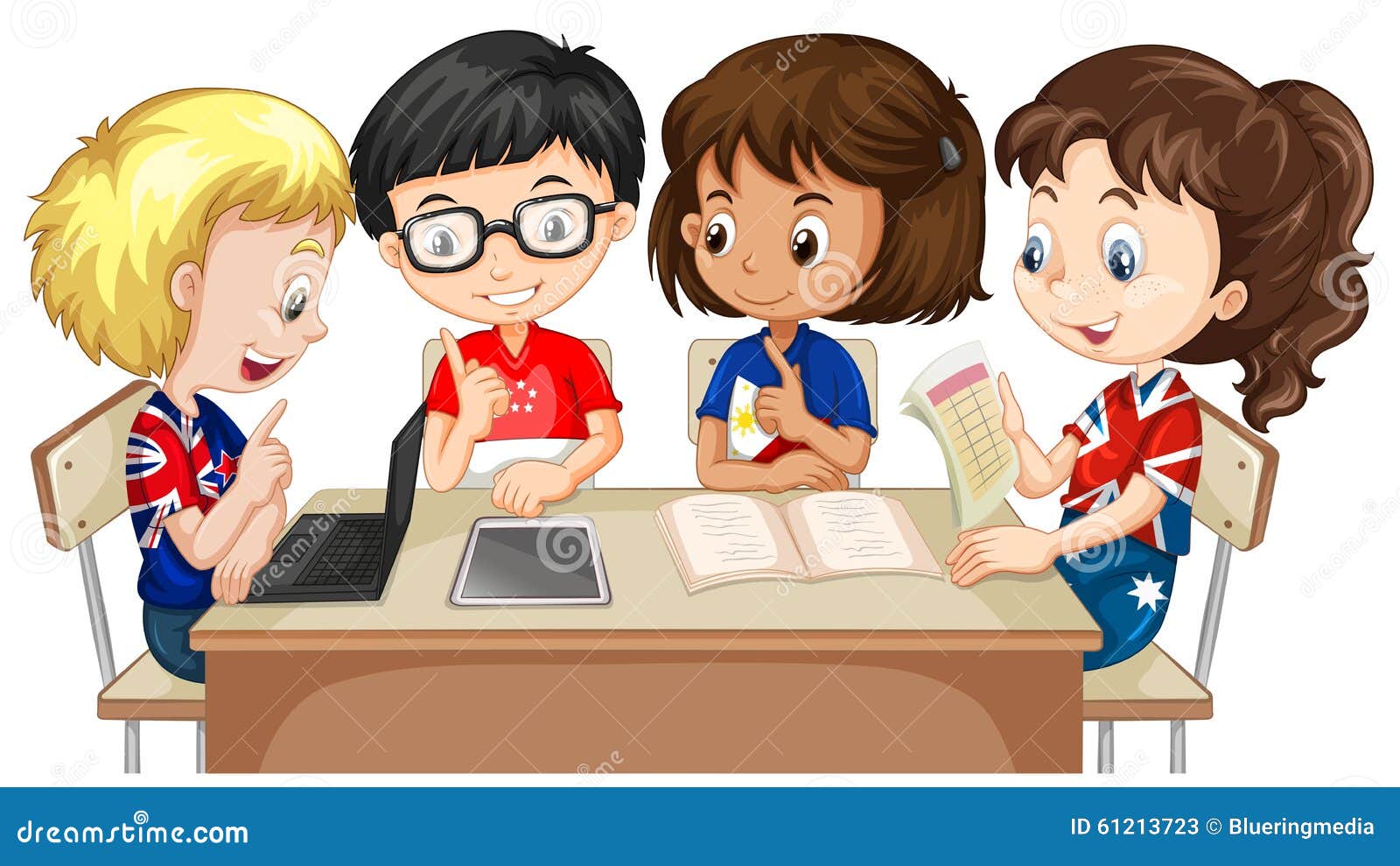 Jongens En Meisjes Die in Groep Werken Vector Illustratie ...