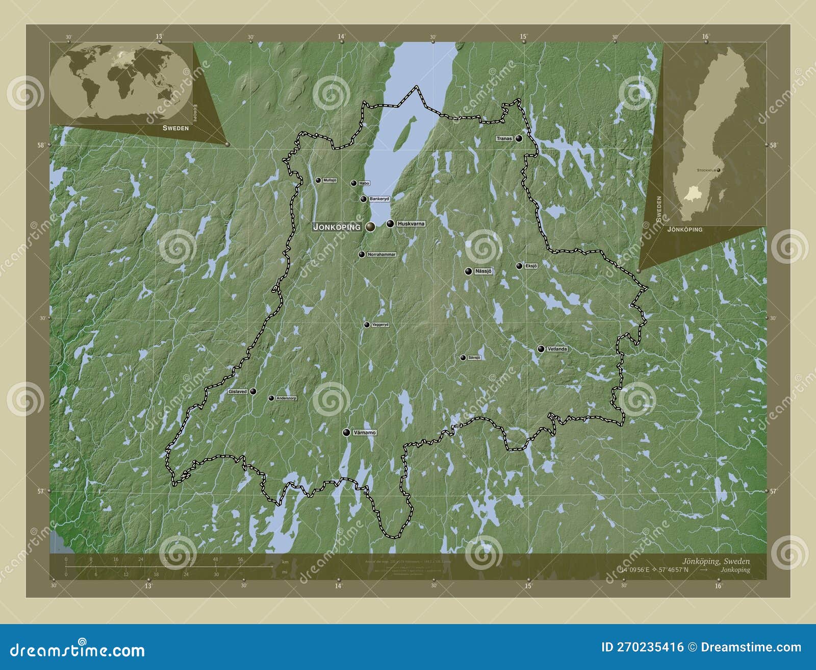 Jonkoping, Sweden. Wiki. Labelled Points of Cities Stock Illustration ...