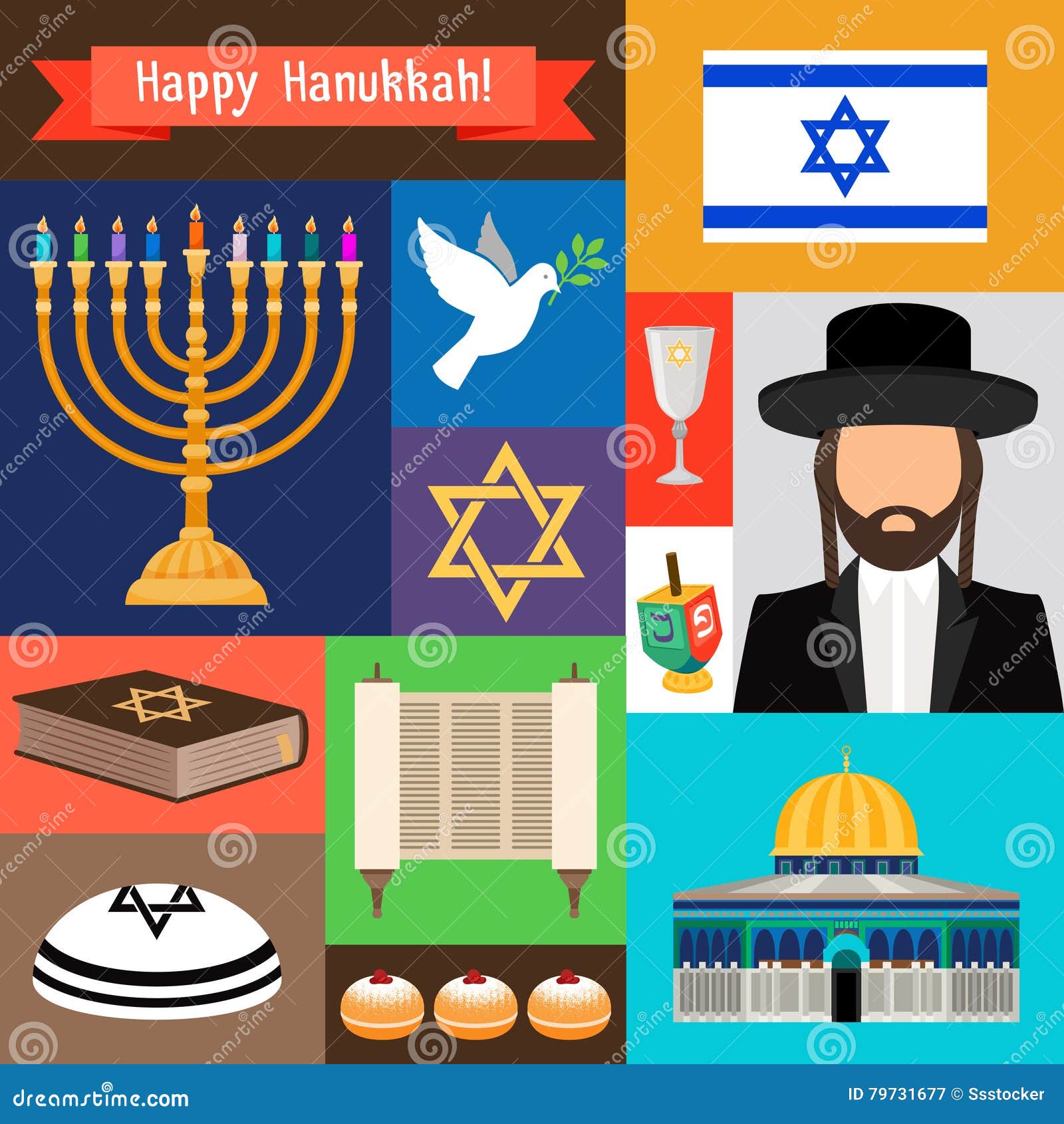 Joodse En Judaismpictogrammen Vector Illustratie - Illustration of ...