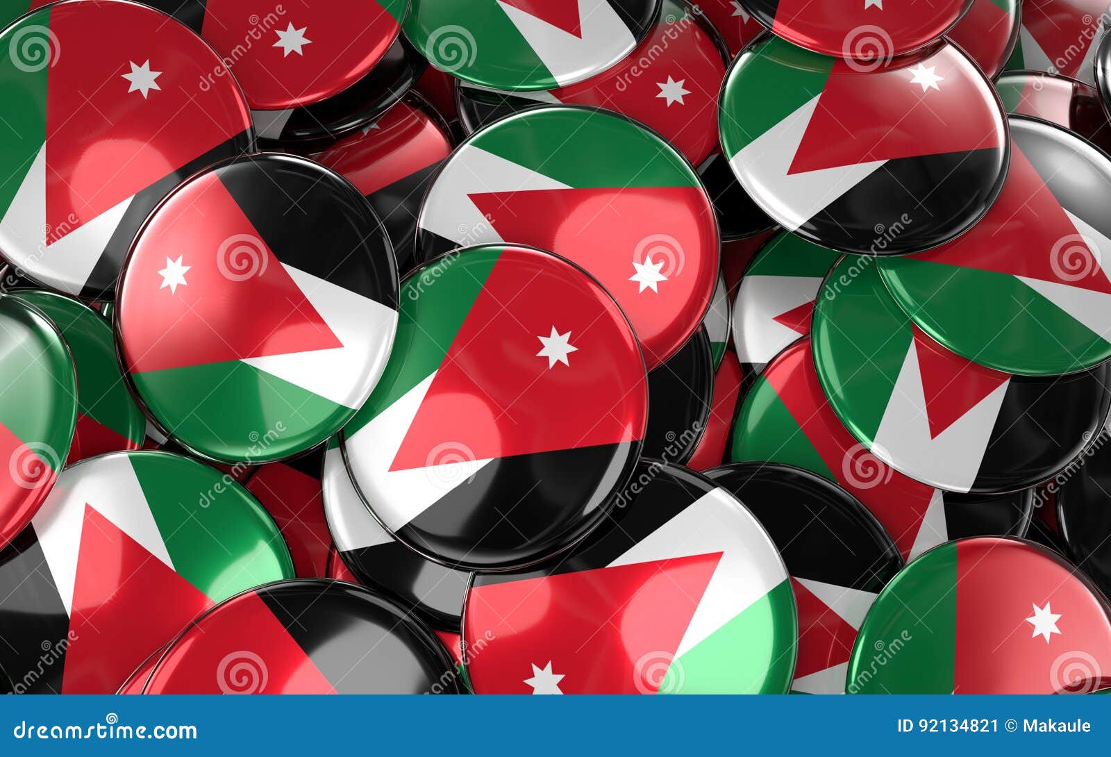 Jordan Badges Background - Pile of Jordanian Flag Buttons. Stock ...