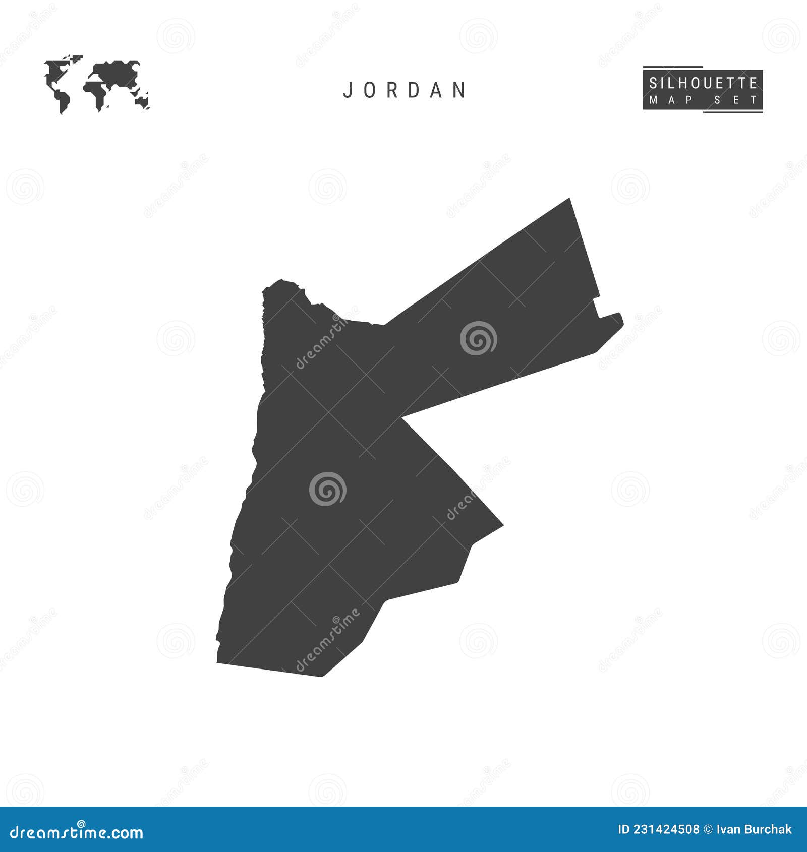 Jordan Vector Map Isolated On White Background. High-Detailed Black ...