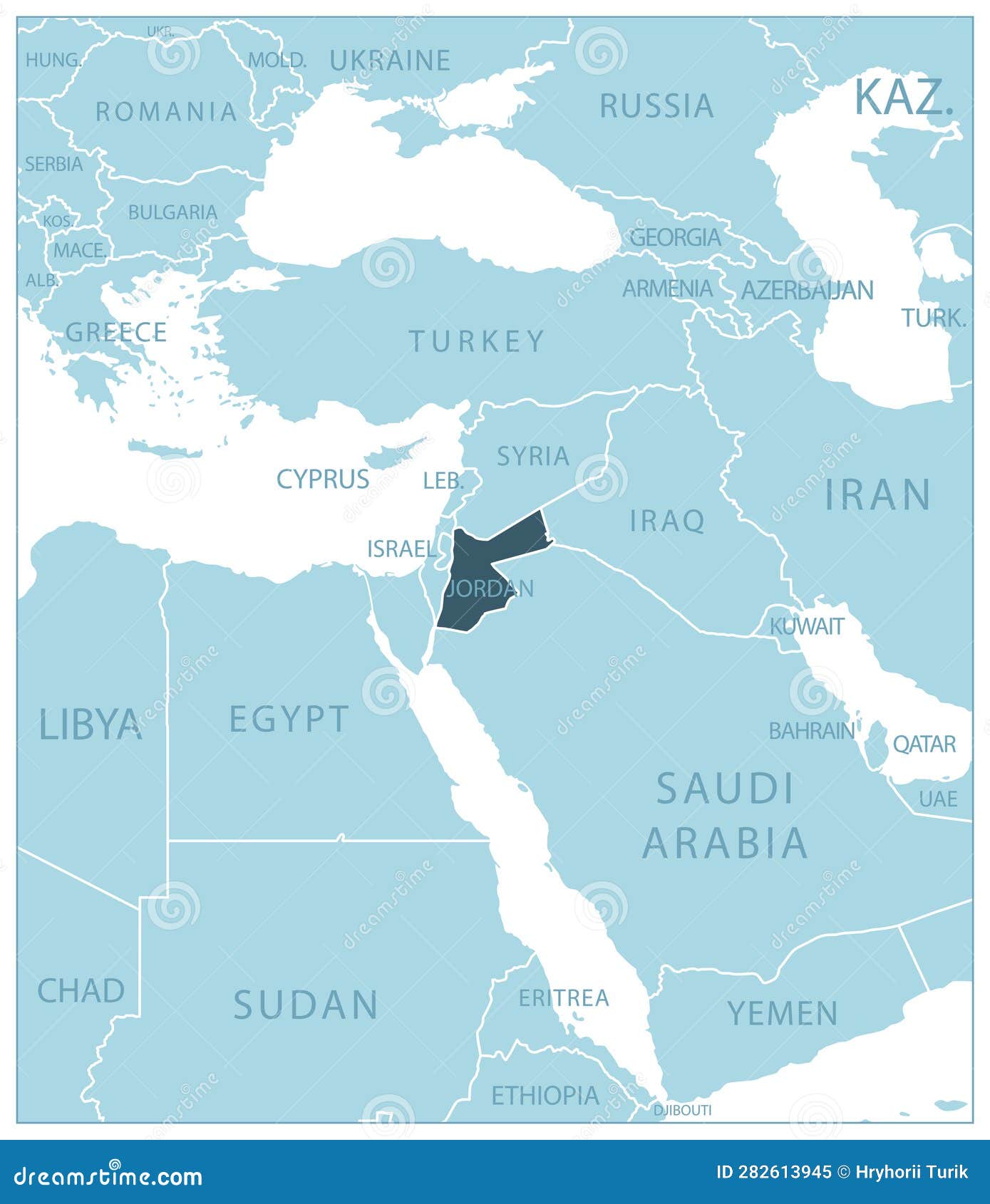 Jordan Blue Low Poly Map With Capital Amman Cartoon Vector ...