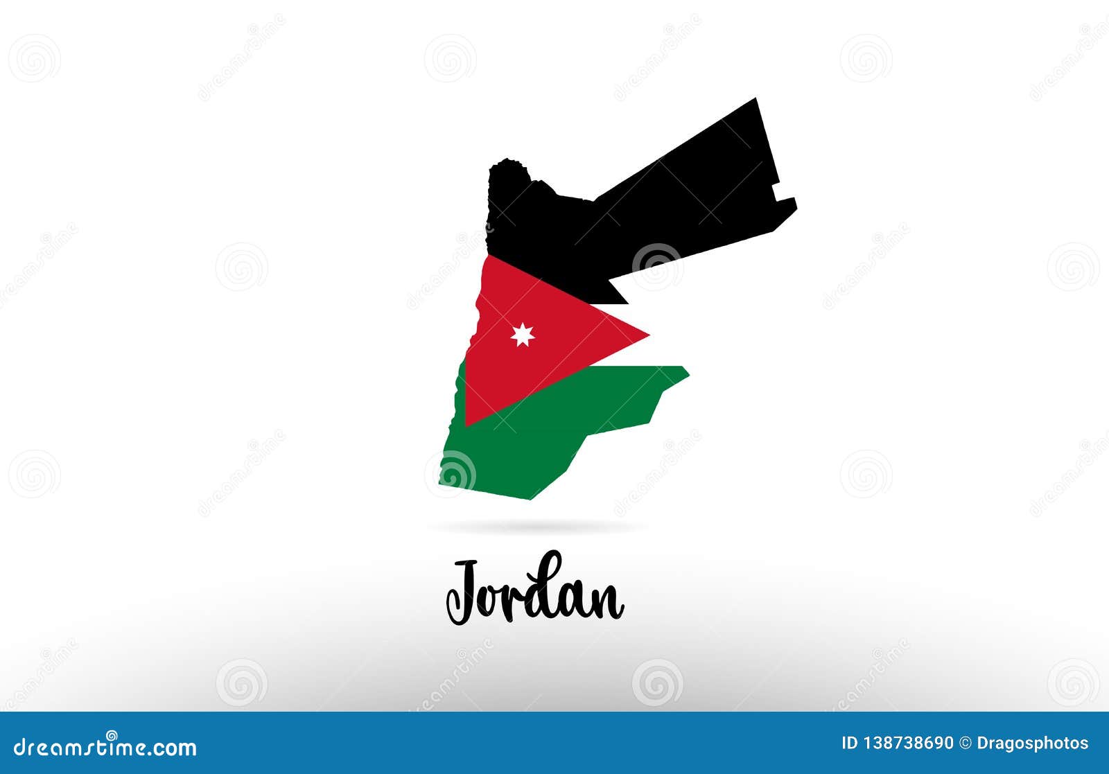 Jordan Country Flag Inside Map Contour Design Icon Logo Stock Vector
