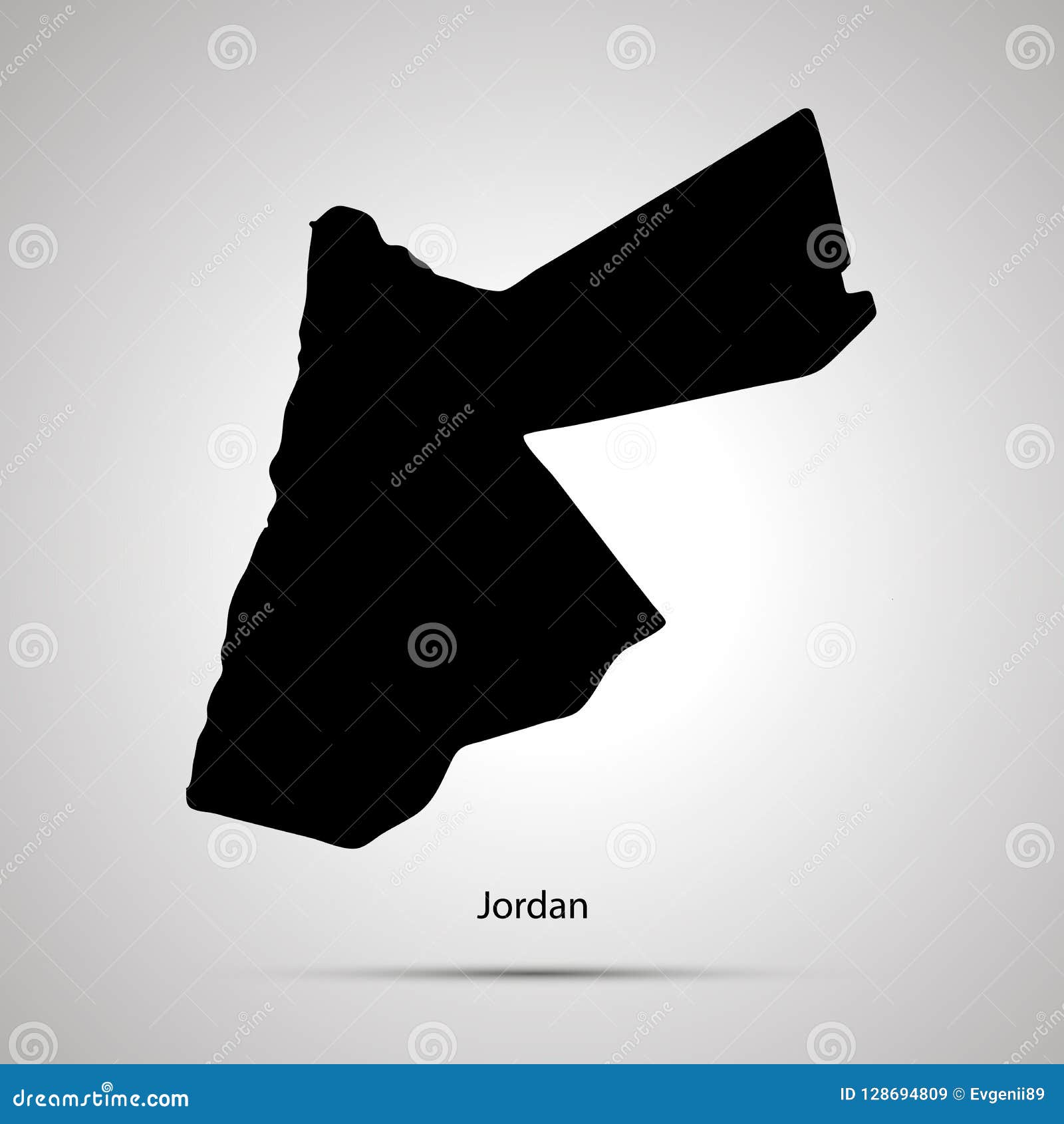 Jordan Country Map, Simple Black Silhouette on Gray Stock Vector ...