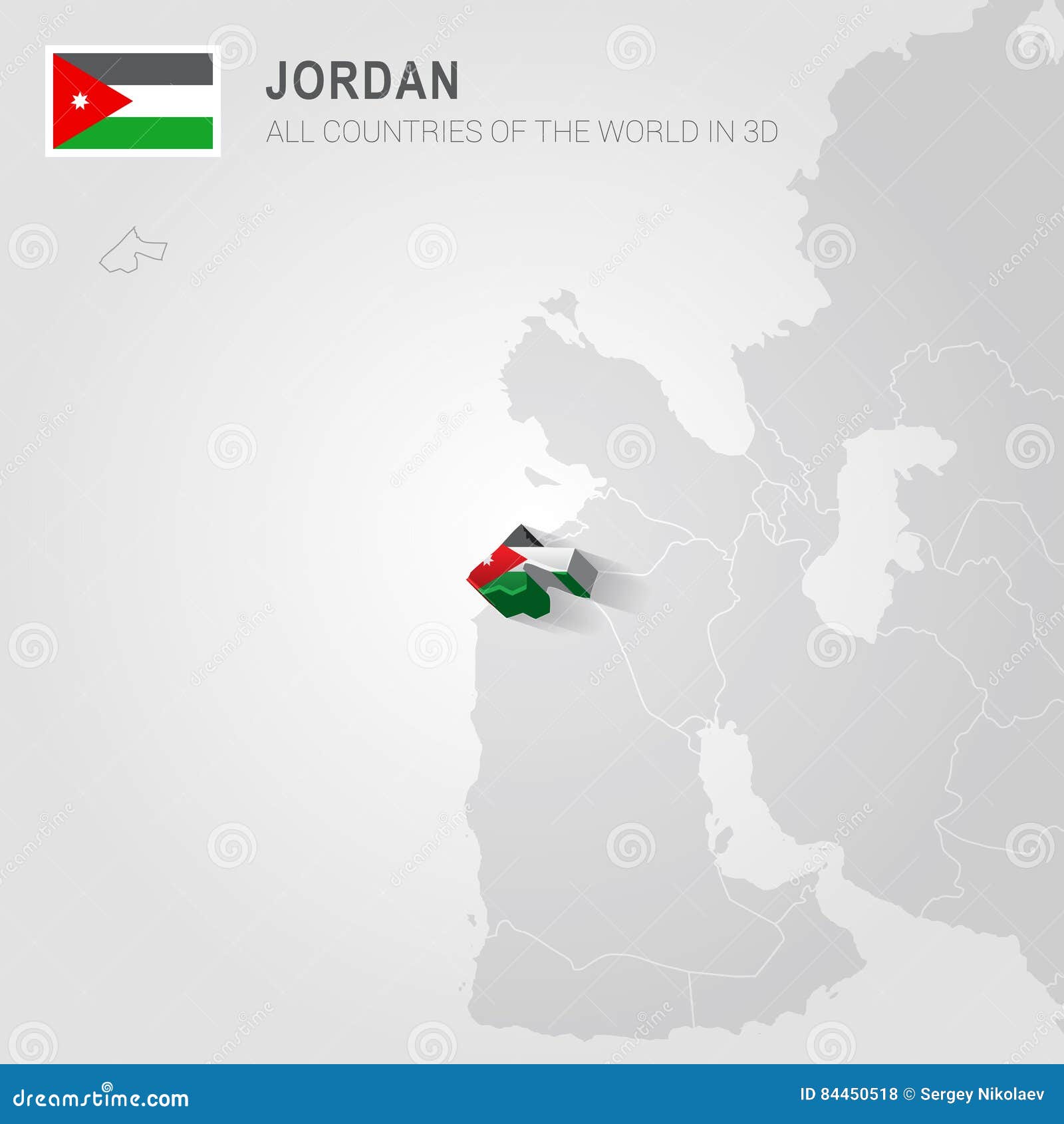 Jordan drawn on gray map. stock vector. Illustration of political ...