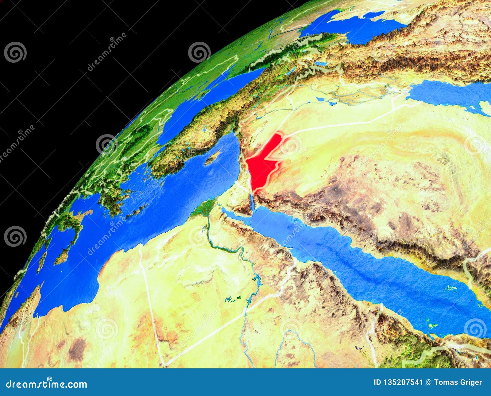 Jordan on Earth from space stock image. Image of continent - 135207541