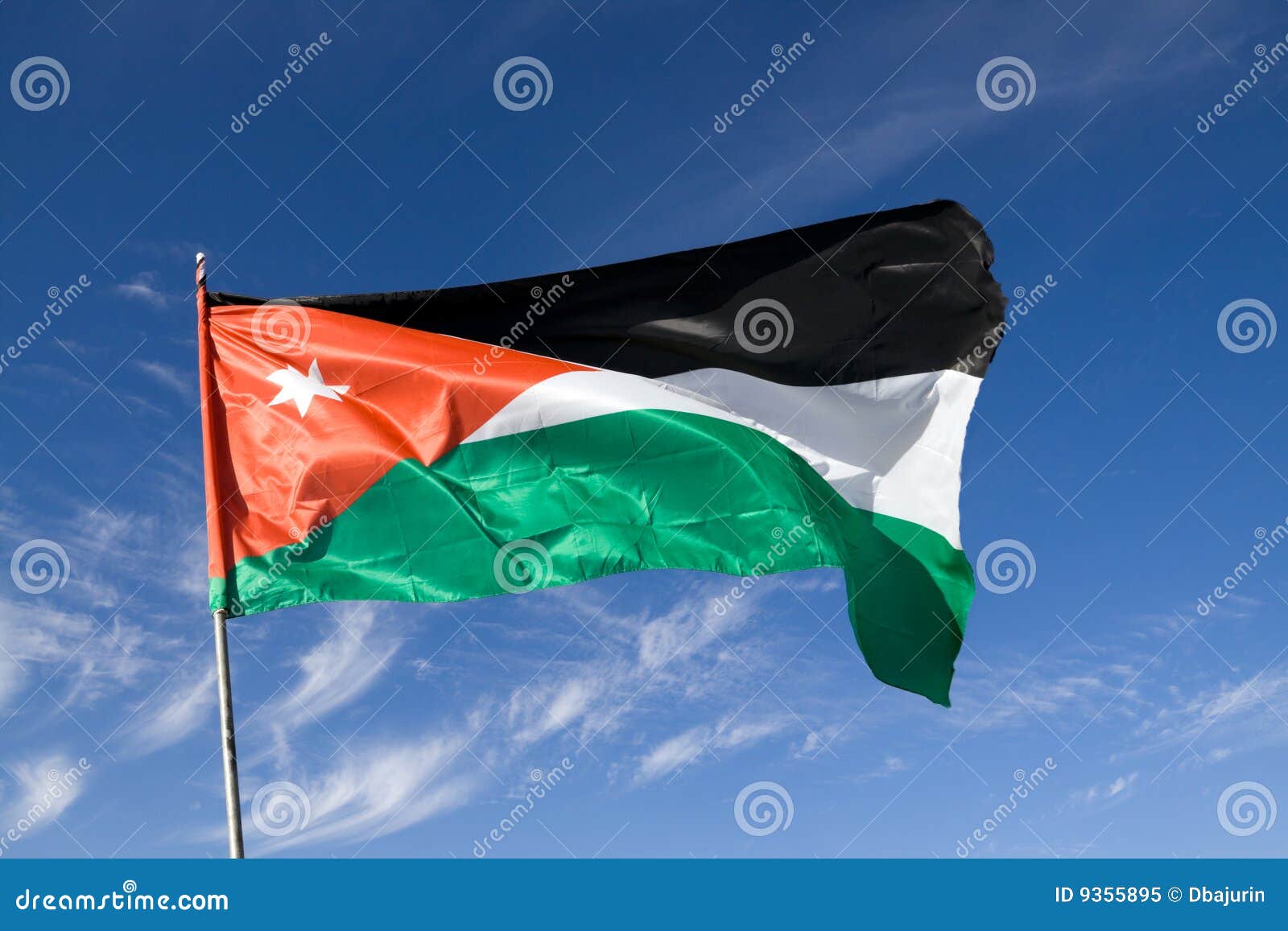 Flag Of Jordan Strip Waving Texture Fabric Background, National Symbol ...