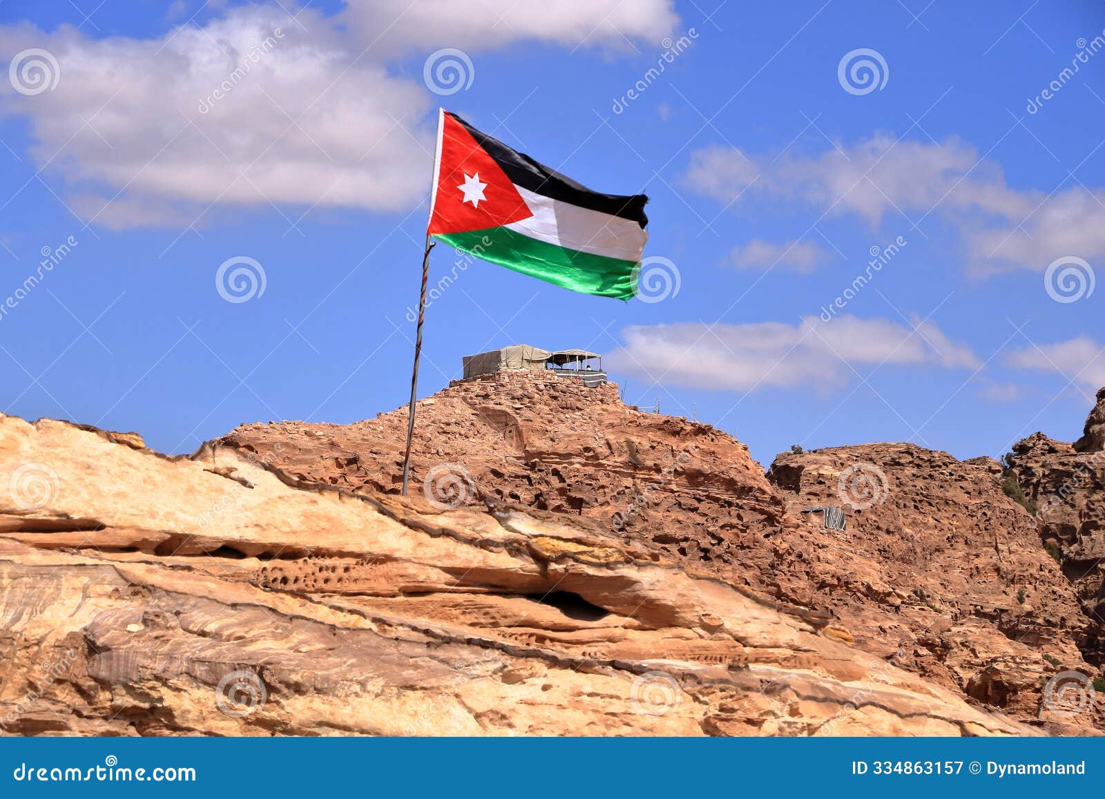 Jordan Flag at the Area of Wadi Musa, Petra, Jordan Stock Image - Image ...