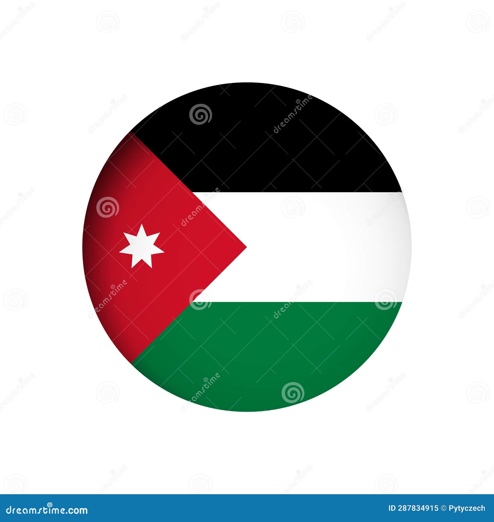 Circle Vector Flag of Jordan Stock Illustration - Illustration of ...