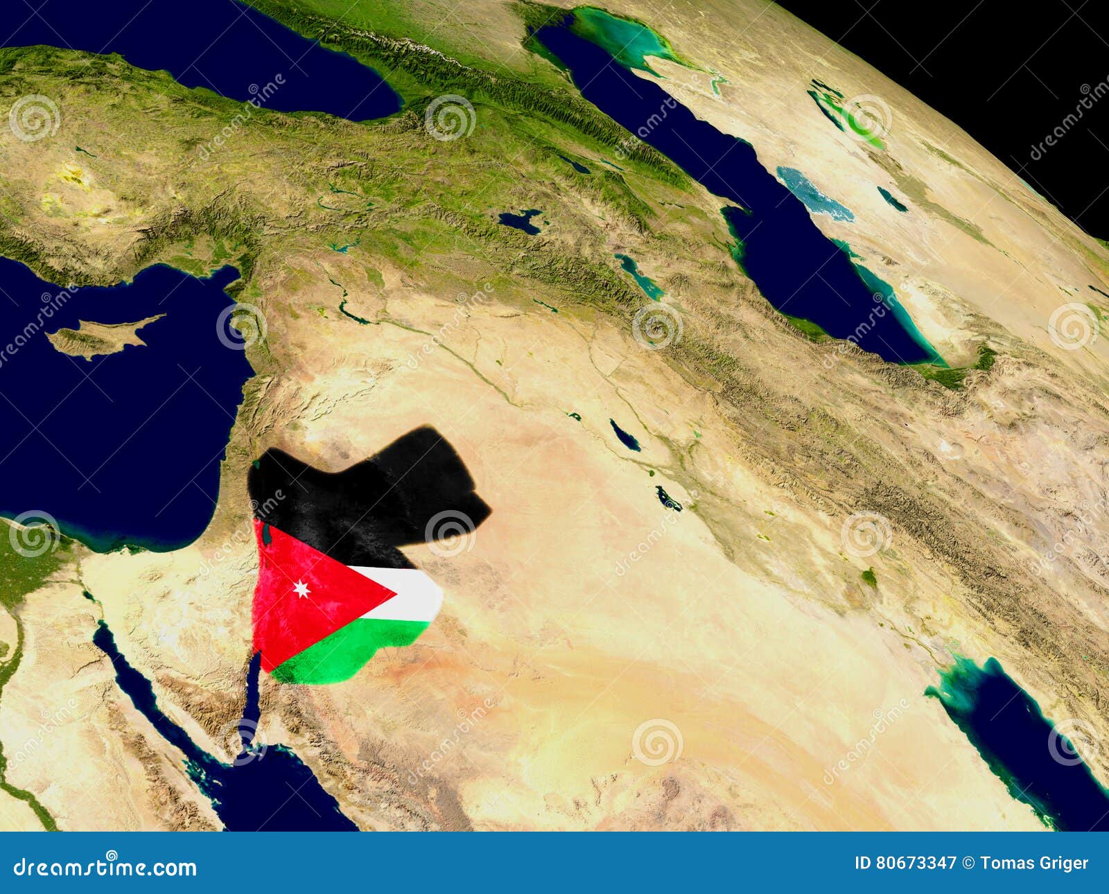 Jordan with flag on Earth stock illustration. Illustration of national ...