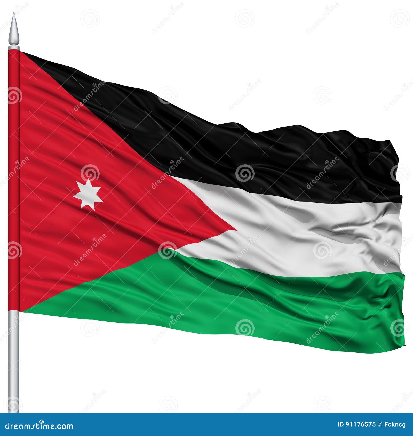 Jordan Flag on Flagpole stock illustration. Illustration of emblem ...