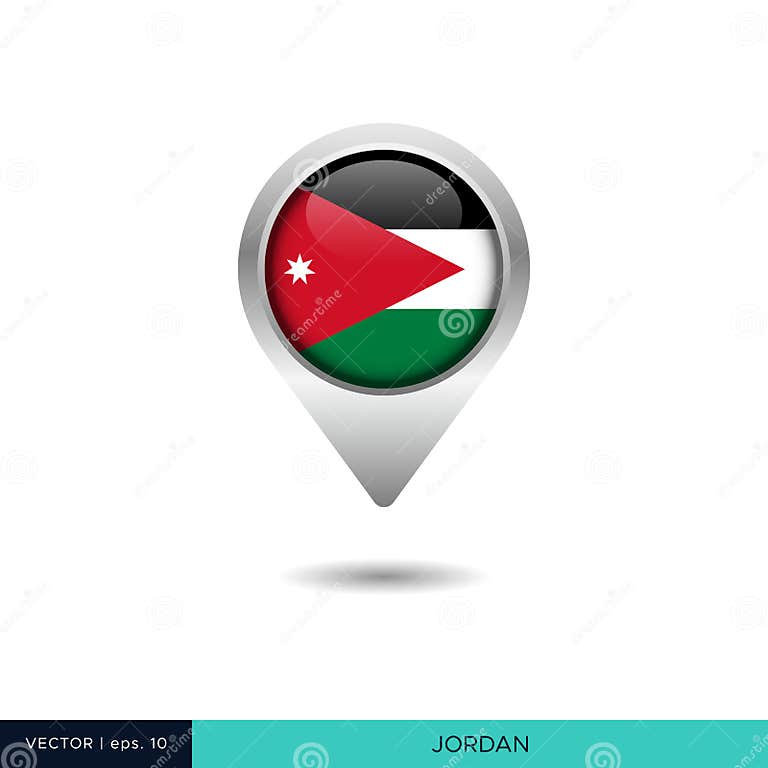 Jordan Flag Map Pin Vector Design Template. Stock Vector - Illustration ...